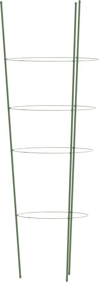 Opory pro zahradní rostliny se 4 kroužky 5 ks zelené 90 cm ocel 319375