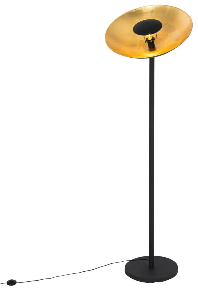 Průmyslová stojací lampa černá se zlatým interiérem 60 cm - Magnax
