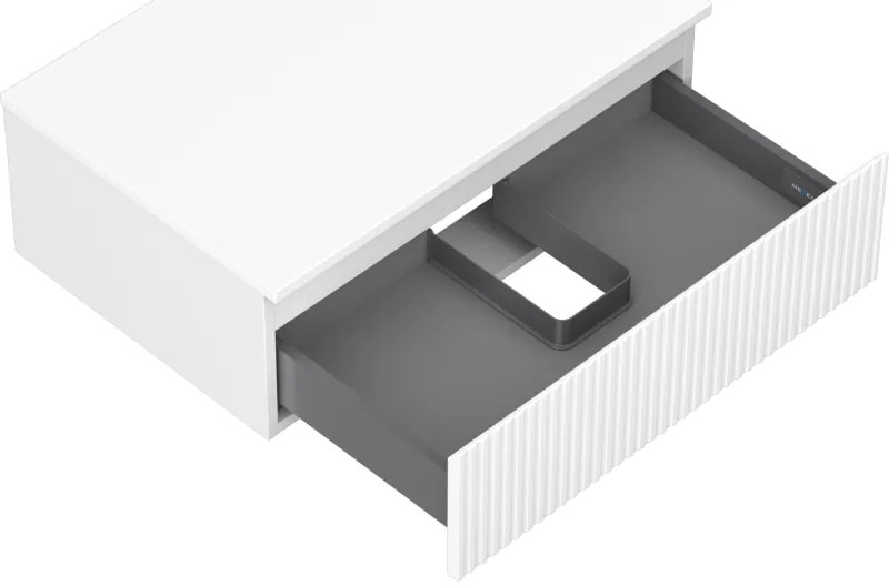 Mexen Rivel, koupelnová skříňka 70 cm s horní částí, 1 zásuvka, drážkovaná, bílá matná, 91A20-07023-1-BFC01