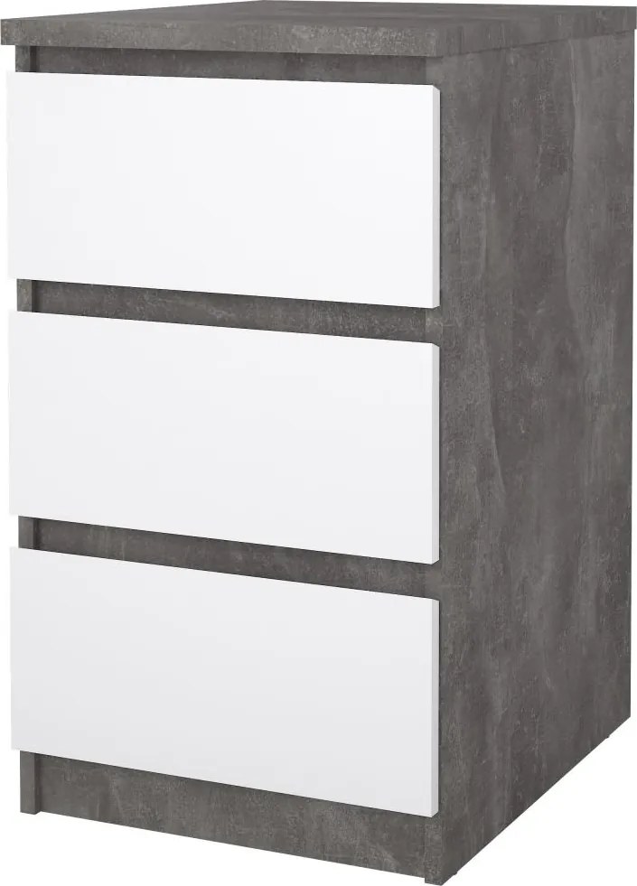 FALCO Komoda Simplicity 237 beton/bílý lesk