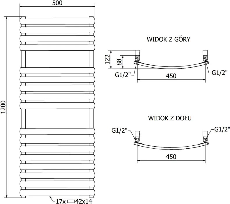 Mexen Bachus elektrický radiátor 1200 x 500 mm, 600 W, černý - W109-1200-500-2600-70