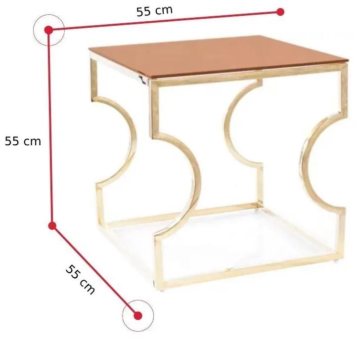 Konferenční stolek KENZO B, 55x55x55, jantarová/zlatá