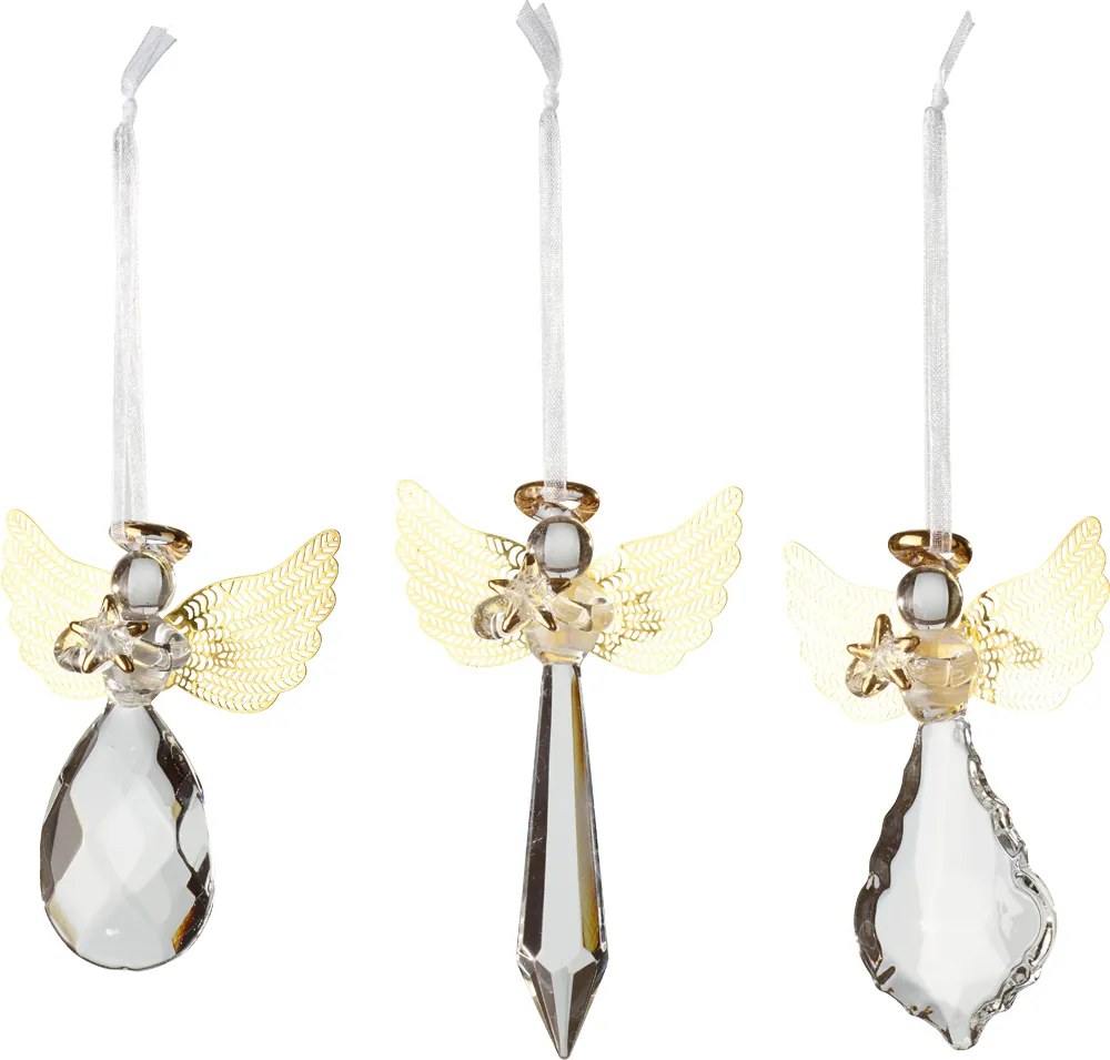 Villeroy&Boch Villeroy & Boch Winter Collage Accessories sada 3 skleněných závěsných ozdob Angel Gold