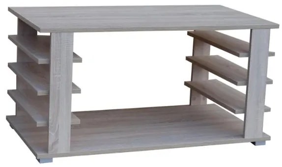 Designový konferenční stolek s policemi - 90 cm - výběr dekorů Buk