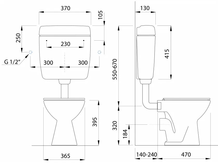 CREAVIT WC kombi, dvojtlačítko 4,5/6l, zadní odpad, bílá TP3306