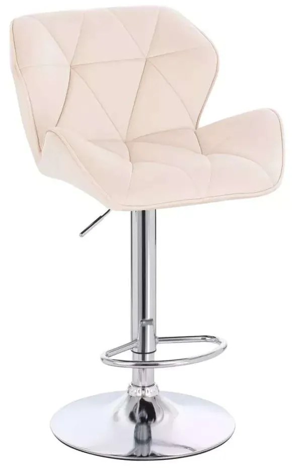 LuxuryForm DESIGN Barová židle MILANO VELUR na stříbrné kulaté podstavě - krémová