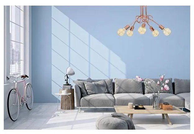 Stropní svítidlo Edison 5, měděné tělo svítidla