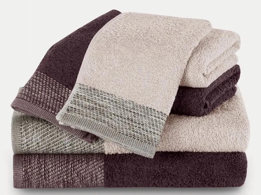 AmeliaHome Set 6 ks ručníků 100 % bavlna Aria - béžová/hnědá