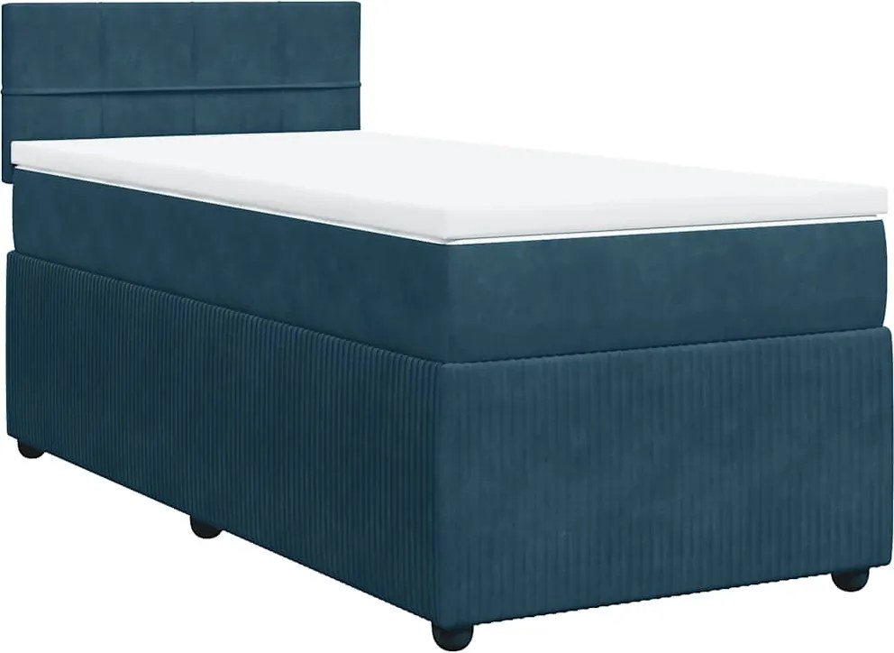 Box spring postel s matrací modrá 100 x 200 cm samet 3287666