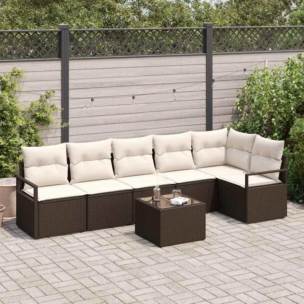 Set pohovek 7 ks Hnědá polyratan 3346408