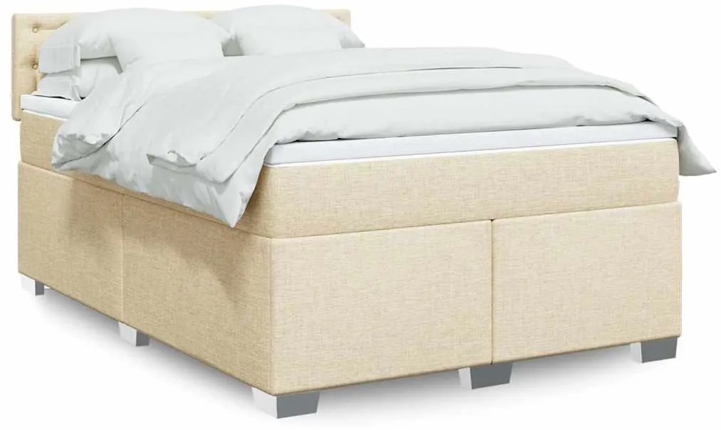 Box spring postel s matrací krémová 140x190 cm textil 3288202