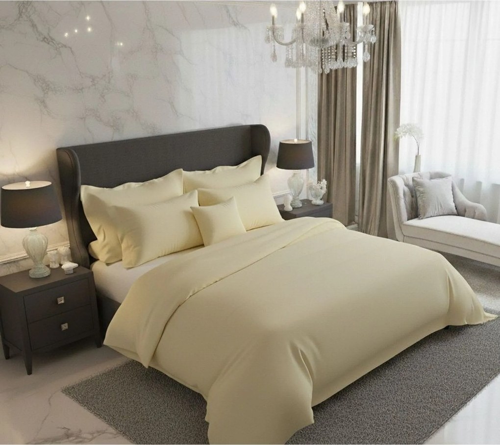 Saténové povlečení LUXURY COLLECTION smetanové - 1x 240/220, 2x 70/90cm