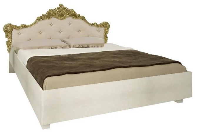 Manželská postel LOPPEZ + zvedací rošt + měkký záhlavník, 180x200, radica béžová