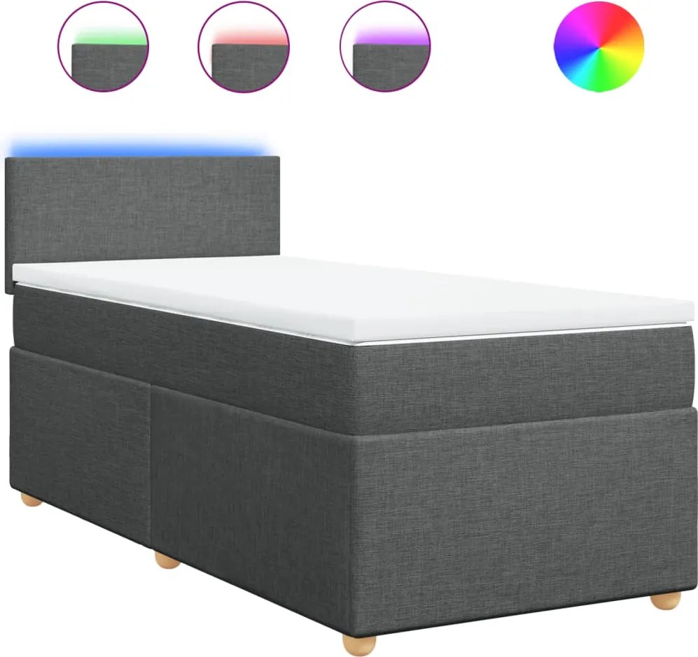 Box spring postel s matrací tmavě šedá 90x200 cm textil 3288857