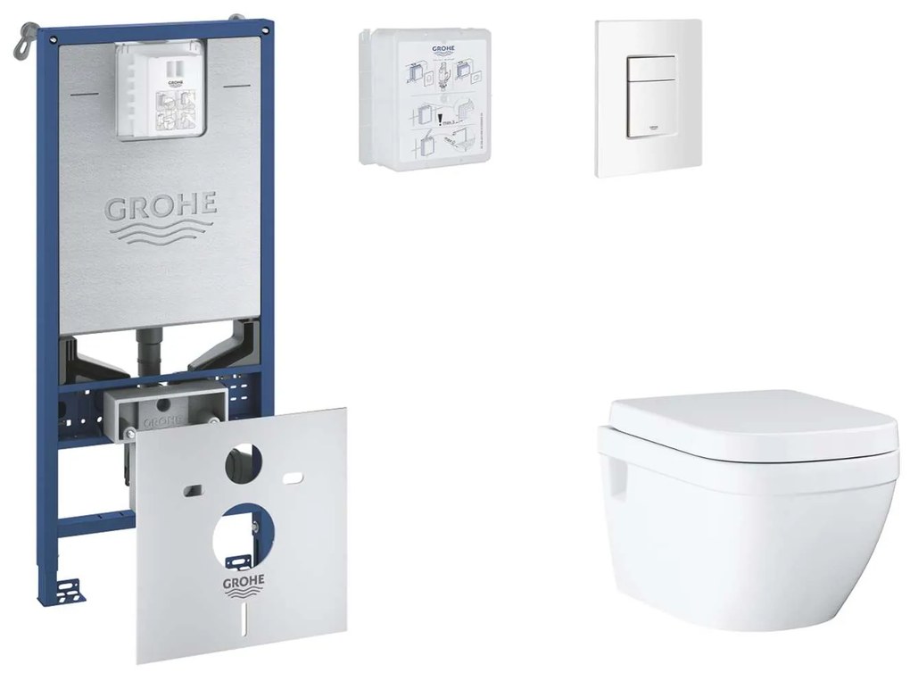 Grohe Rapid SLX - Set předstěnové instalace, klozetu, sedátka SoftClose a tlačítka Skate Cosmopolitan, alpská bílá SANI11BB3109