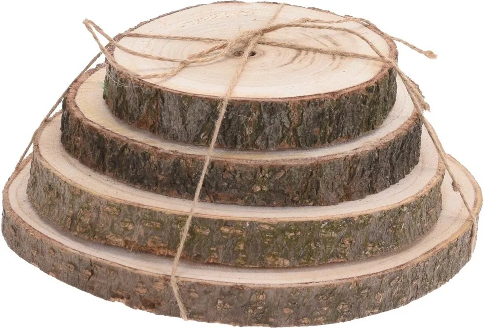 Dřevěné tácky, přírodní dřevo - 4 kusy v sadě (8719202339062)