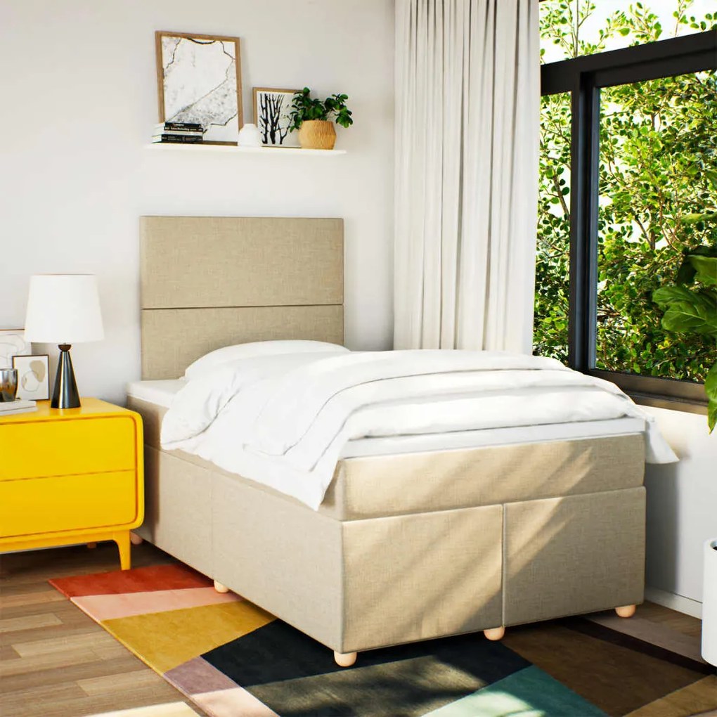 Box spring postel s matrací krémová 120x200 cm textil 3293545
