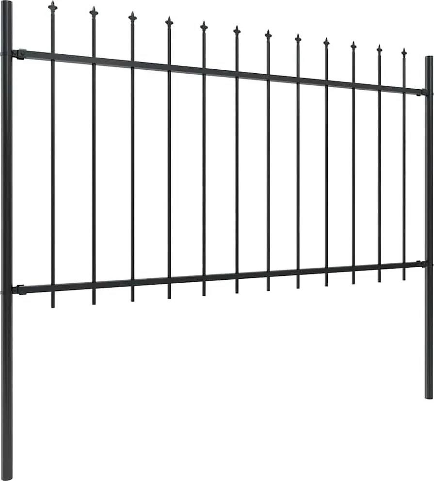 Zahradní plot Woerden s kopím nahoře ocelový 170 x 100 cm černý 144925