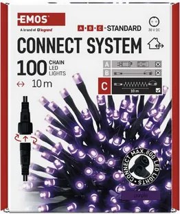 Propojovací vánoční řetěz bez zdroje EMOS Connecting D1AF01 ZY1930 100LED 10m fialová
