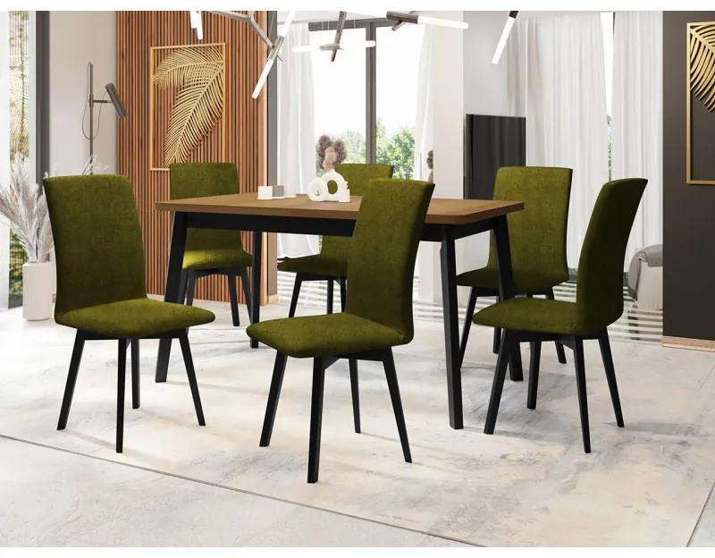 Jídelní jídelní stůl se 6 židlemi AL24, Barva dřeva: bílá-L, Potah: Zetta 300, Barvy nožiček: Sonoma