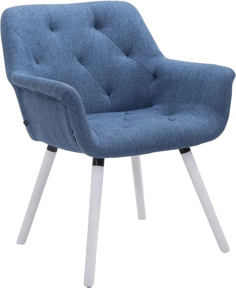Židle s područkami Cass látka, dřevěné nohy bílé Barva  Modrá