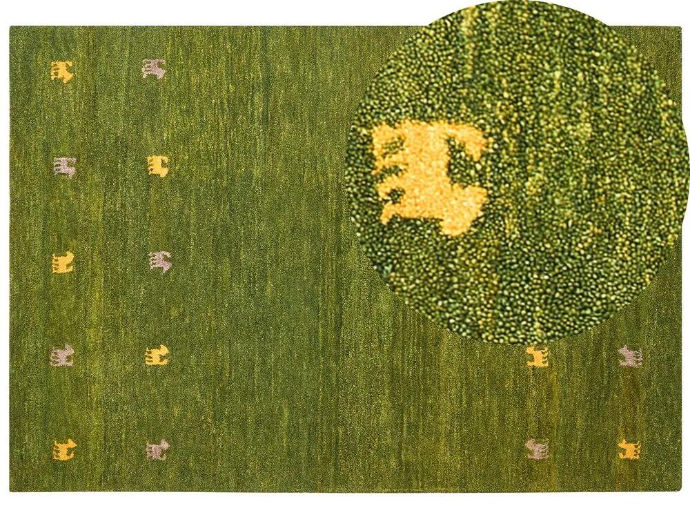 Vlněný koberec gabbeh 160 x 230 cm zelený YALAFI Beliani