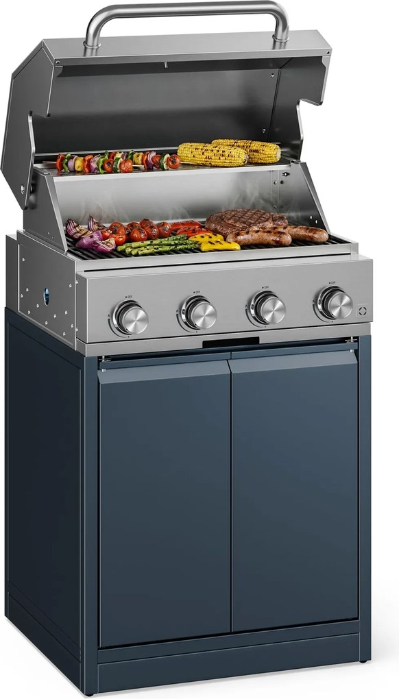 Klarstein WaldChef plynový gril | 4 hořáky | 30 mbar | 12800 W | Litinový rošt | Nerezová ocel