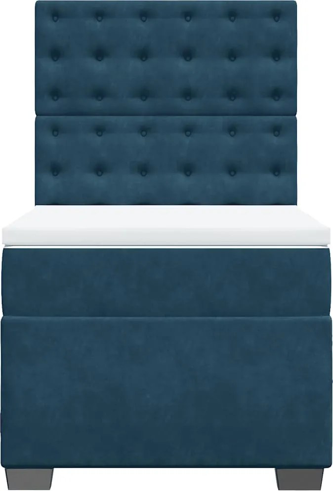 Box spring postel s matrací modrá 90 x 190 cm samet 3293102
