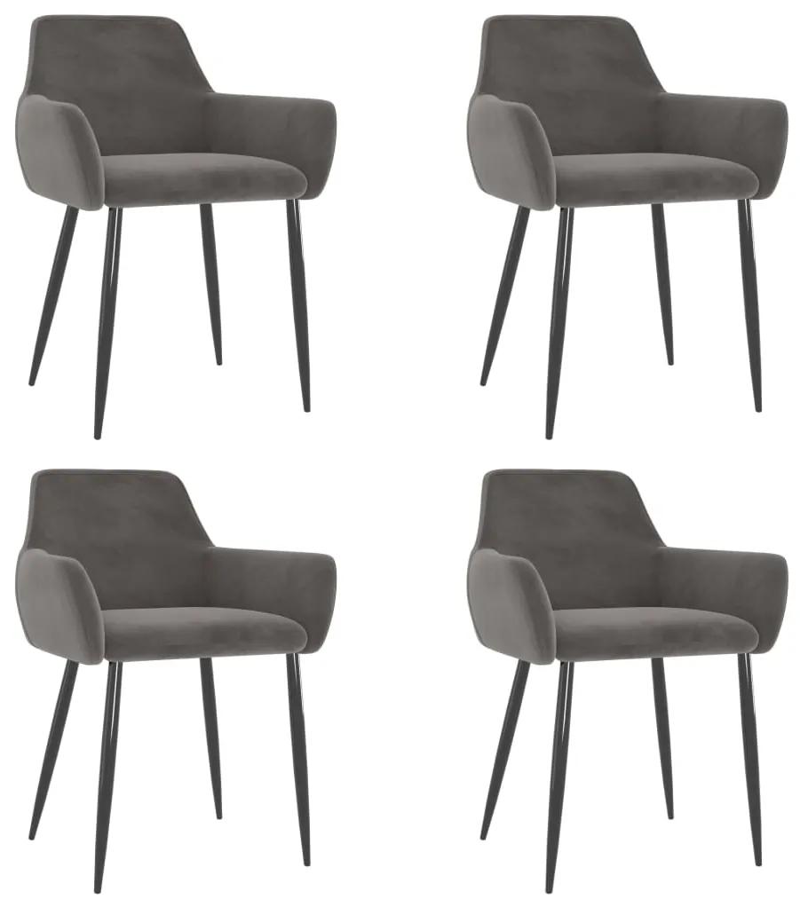 vidaXL Jídelní židle 4 ks tmavě šedé samet