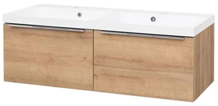 Mereo Mailo, koupelnová skříňka, 1210 mm, keramické umyvadlo, bílá, dub, antracit, 2 zásuvky Mailo, koupelnová skříňka s keramickým umyvadlem, antrac…