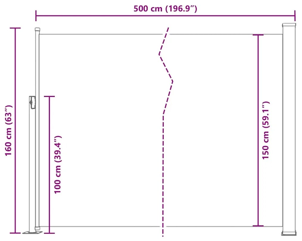 vidaXL Marketos Zatahovací boční markýza / zástěna 160 x 500 cm modrá