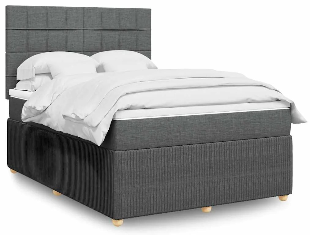 Box spring postel s matrací tmavě šedý 140 x 190 cm textil 3294352