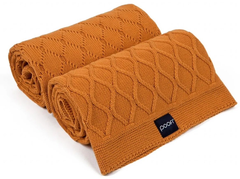POOFI Pletená deka - Double knit mrkvové barvy 80 × 100 cm