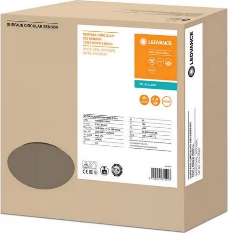 LED svítidlo LEDVANCE Surface Circular 250mm 13W/4000K neutrální bílá IP44 s pohybovým čidlem