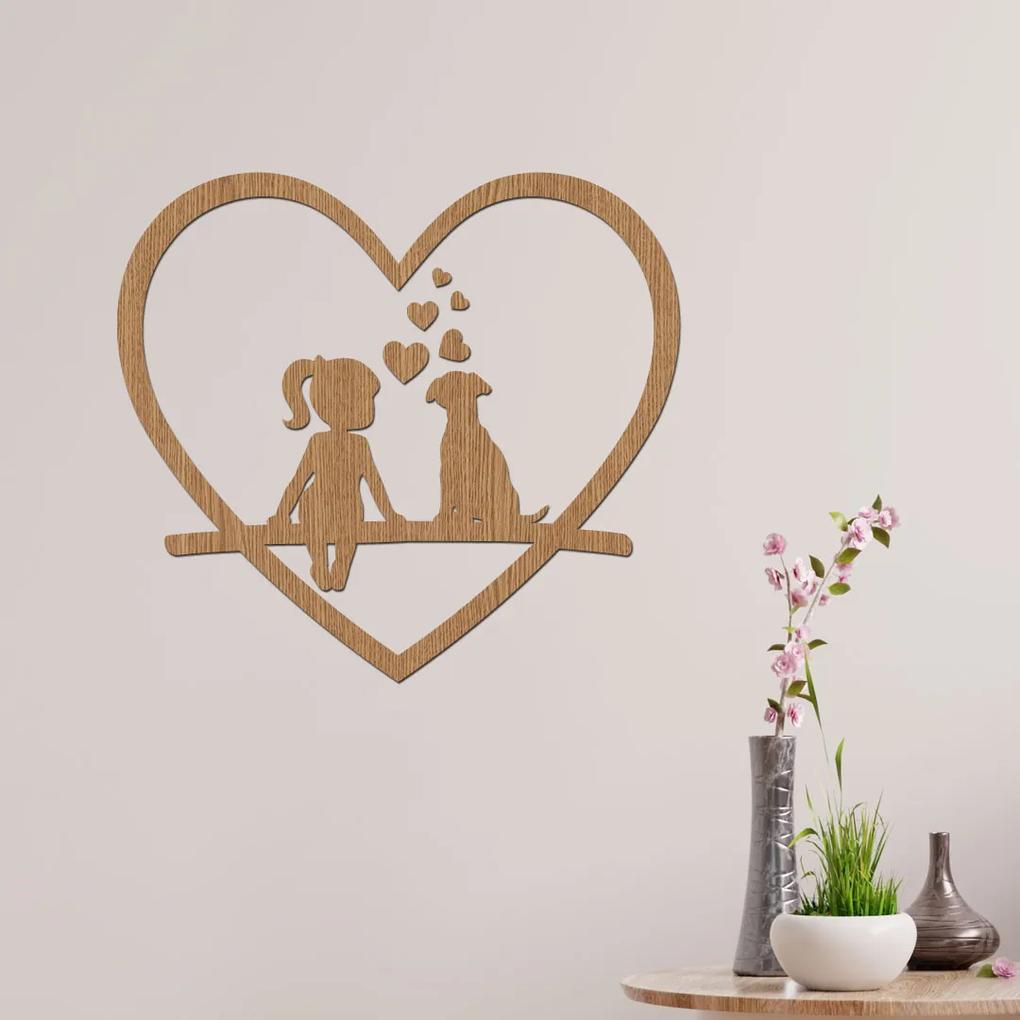 dřevo života Dřevěné srdce Dívka s psíkem Barevný vzor: Javor, Rozměry (cm): 20x18