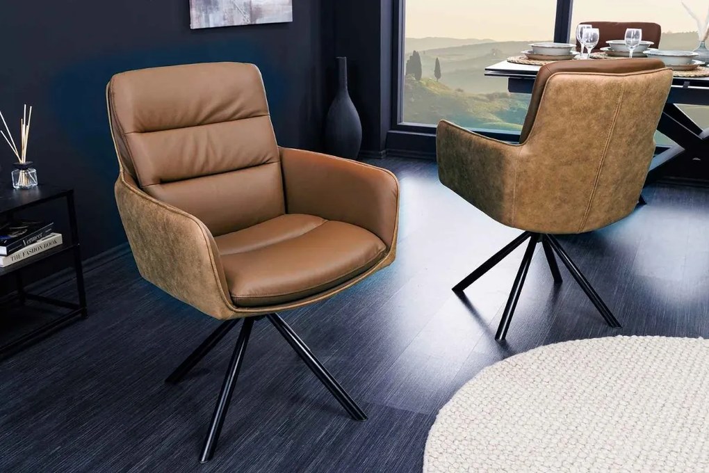 Designová otočná židle Maddison koňaková