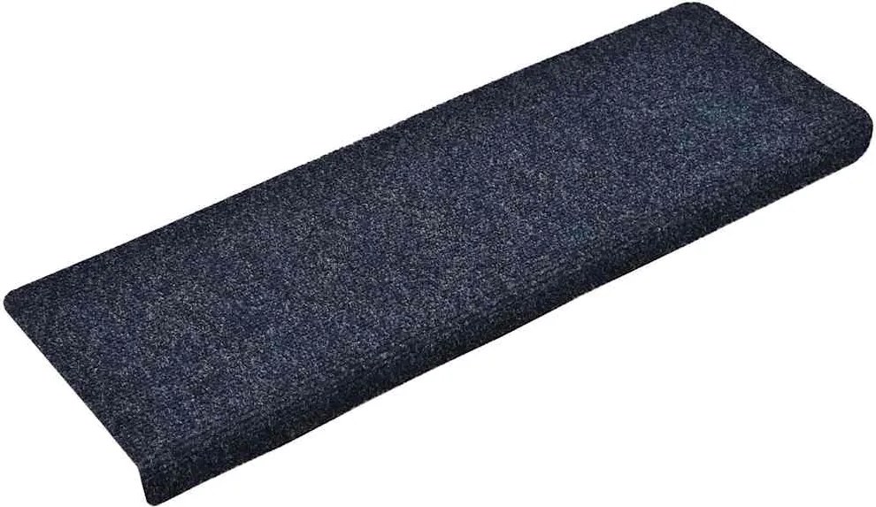 Schodové rohože samolepicí 15 ks 65 x 21 x 4 cm modré s obdélníkovým okrajem 134566