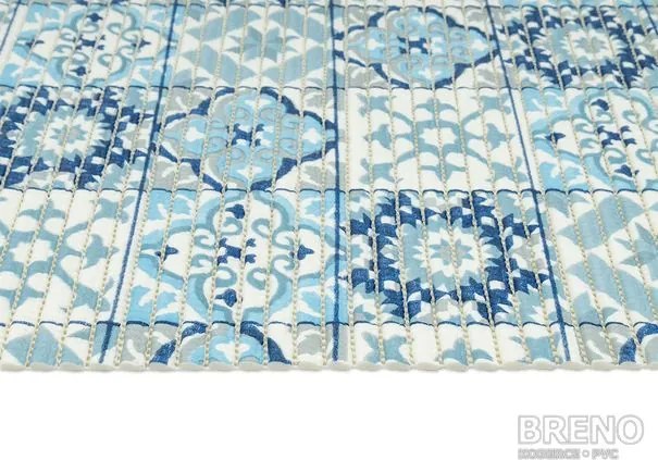 Breno Koupelnová pěnová předložka SOFTY-TEX 79828.5 modré dlaždice, šíře 65 cm, Modrá/Vícebarevné