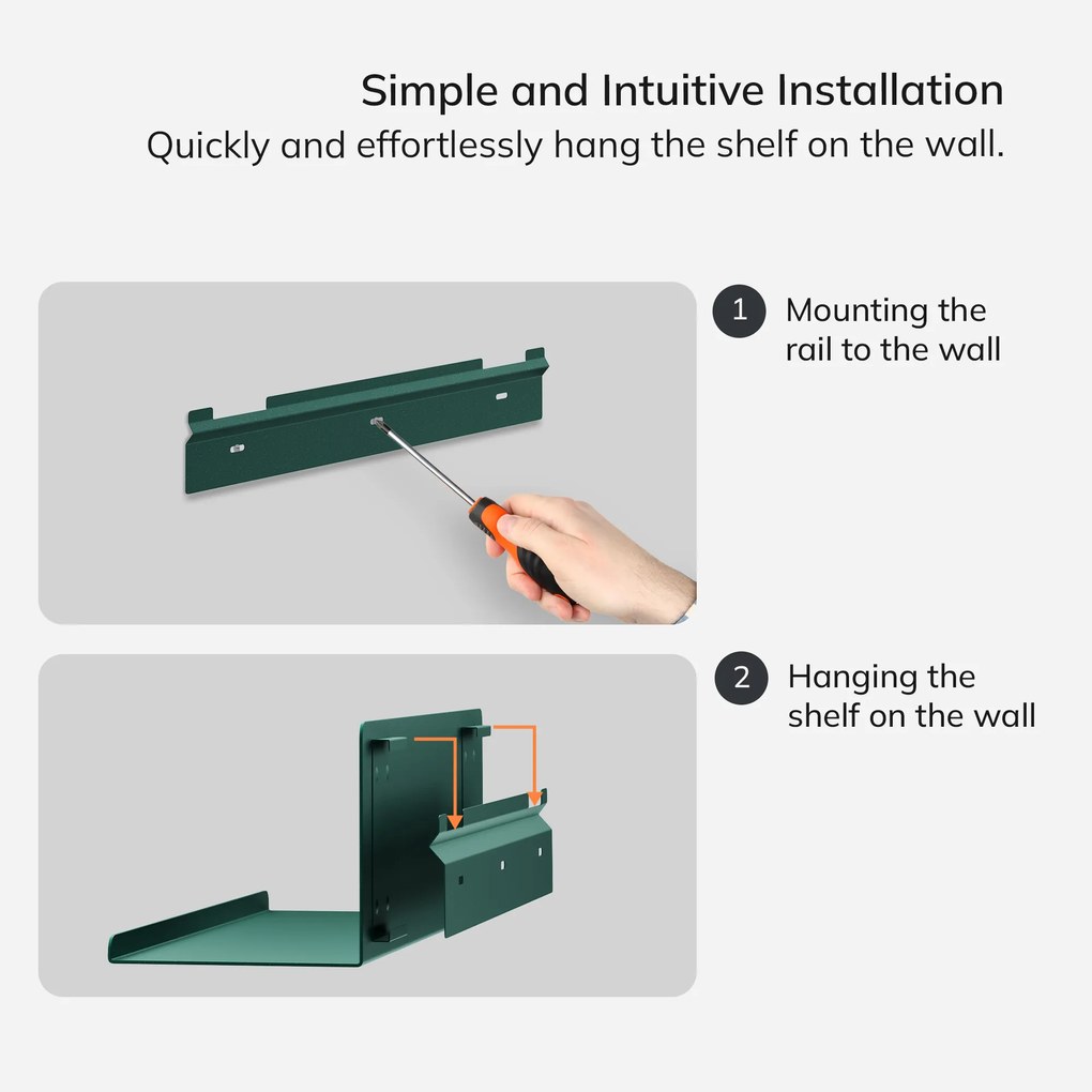 Polička na zeď JOANNE 400 mm, Modern: lahvově zelená