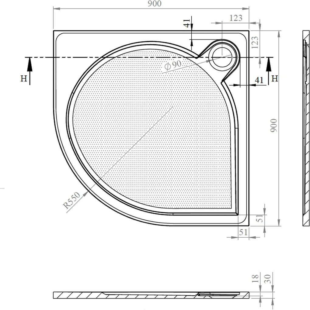 Gelco Arca PA559 sprchová vanička 90 x 90 x 3 cm z litého mramoru