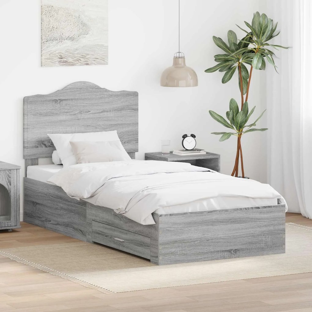 Rám postele s čelo Šedá Sonoma 75 x 190 cm Kompozitní dřevo 3413671
