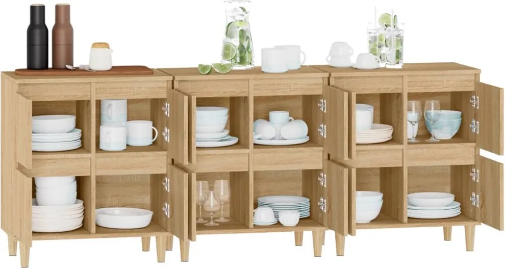 Příborníky 3 ks dub sonoma 60 x 35 x 70 cm kompozitní dřevo 3185770