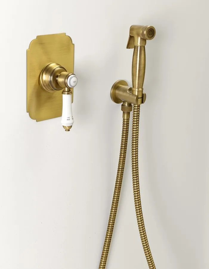 Reitano Rubinetteria Reitano Rubinetteria, Bidetová sprcha retro s hadicí a držákem sprchy s vyústěním, bronz, 9106