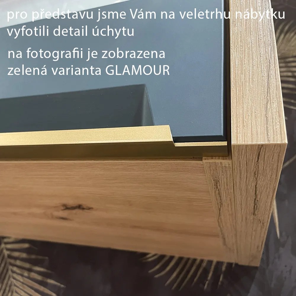 GLAMOUR z | dolní skříňka GLA-1D | 30 cm | KOVÁNÍ BASIC | korpus dub sonoma | zelená mat