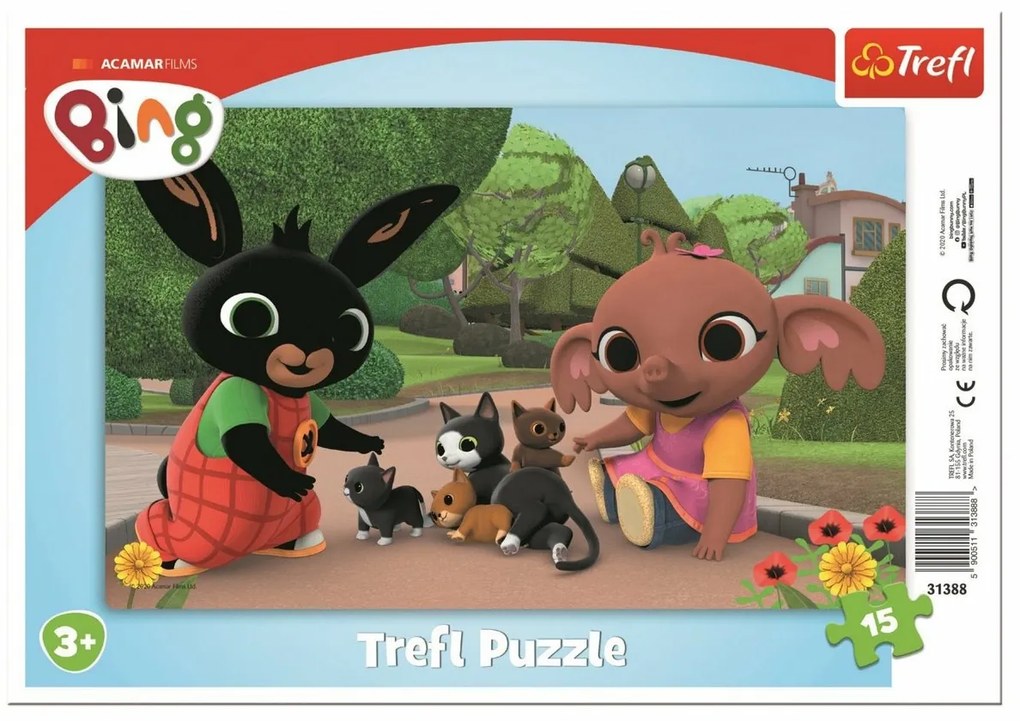 Trefl Puzzle Bing Hra s koťaty, 15 dílků