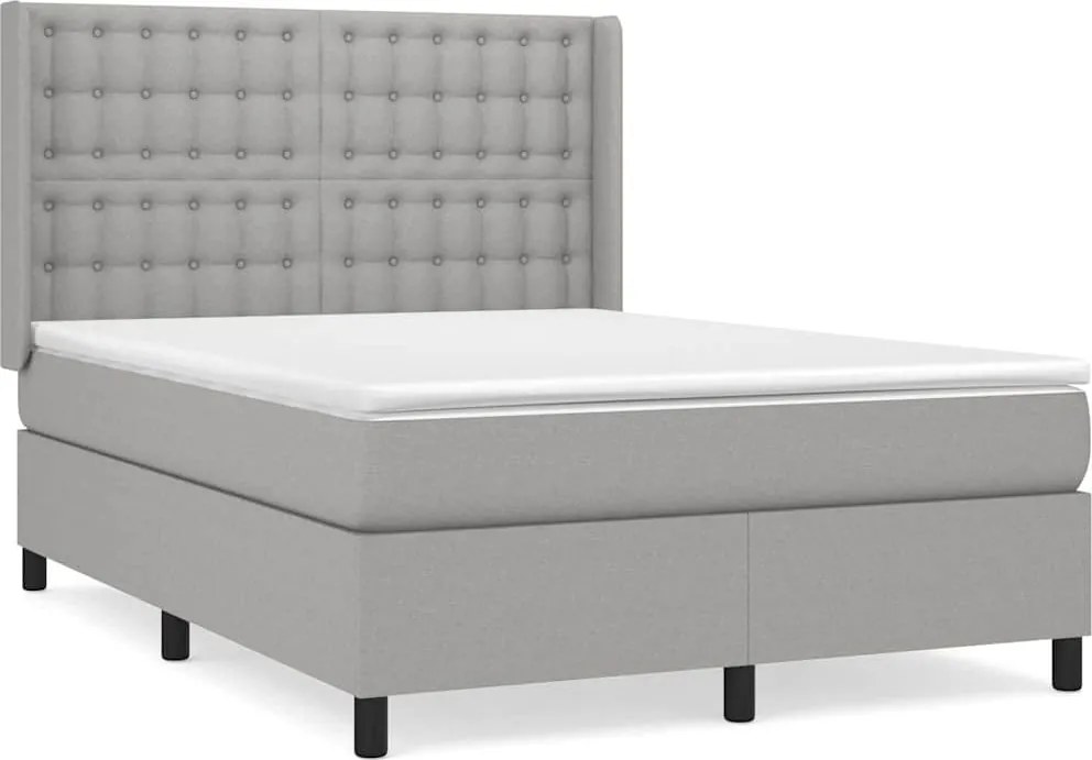 Box spring postel s matrací světle šedá 140 x 200 cm textil 3131753