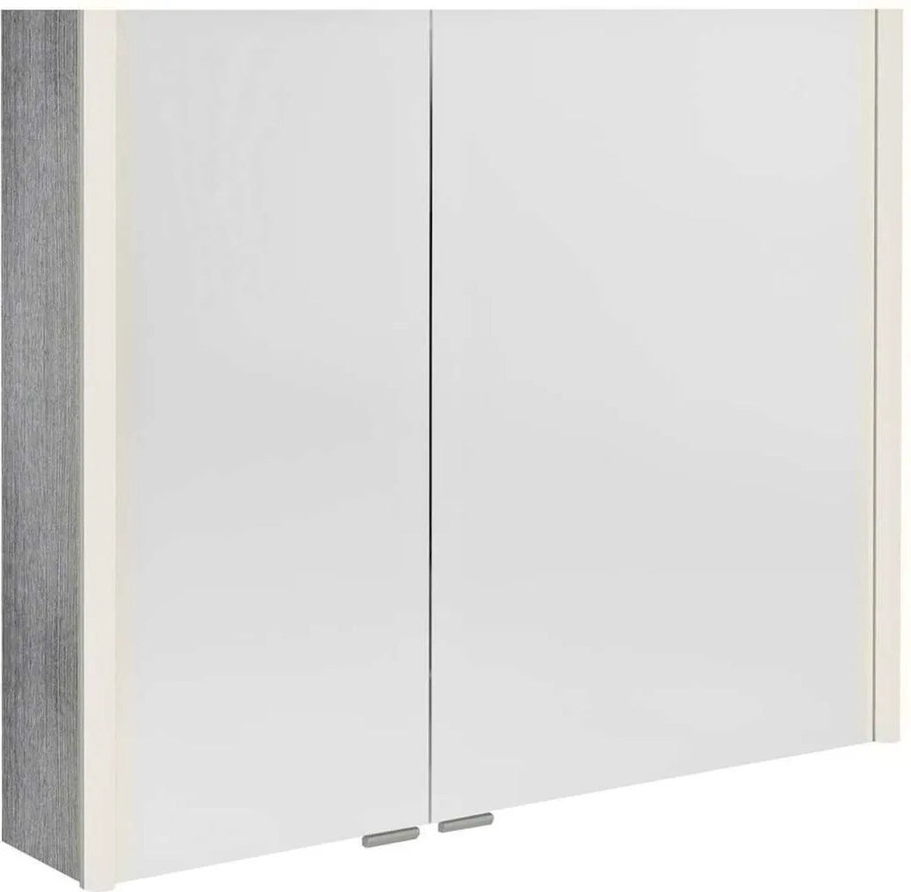 Sapho Alix - Zrcadlová skříňka s LED osvětlením 86x70x18 cm, 2x dvířka, dub stříbrný AX186-0011