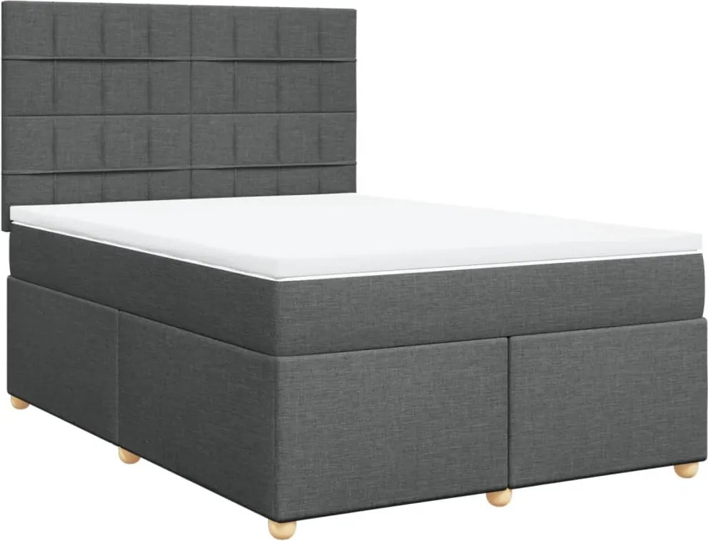 Box spring postel s matrací tmavě šedá 140x200 cm textil 3293604