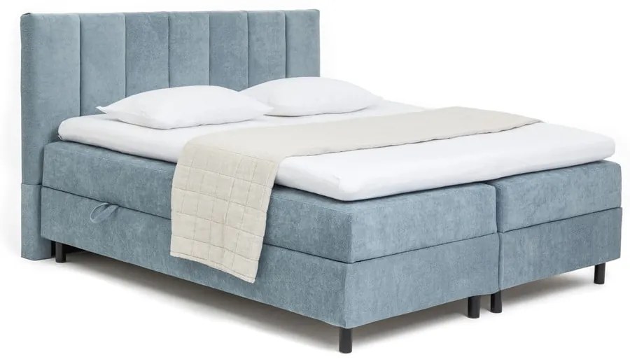 Modrá čalouněná dvoulůžková postel s úložným prostorem s matrací/s topperem 180x200 cm Elva Bold Line - II. jakost – Bonami Selection