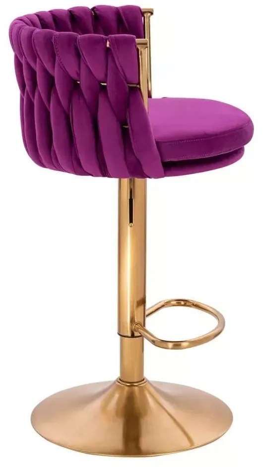 LuxuryForm DESIGN Barová židle LYON VELUR na zlaté kulaté podstavě - fuchsie